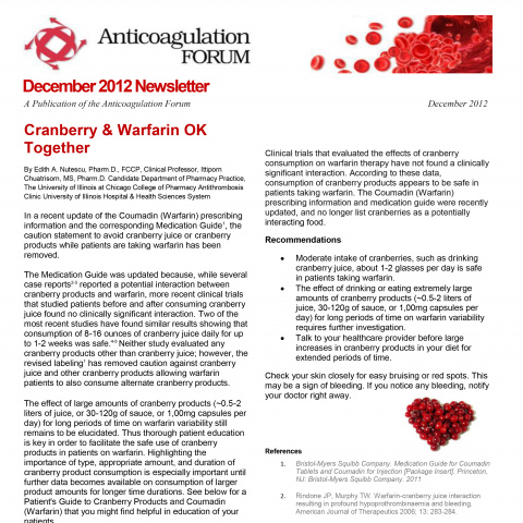 Cranberries and Warfarin | Cranberry Institute